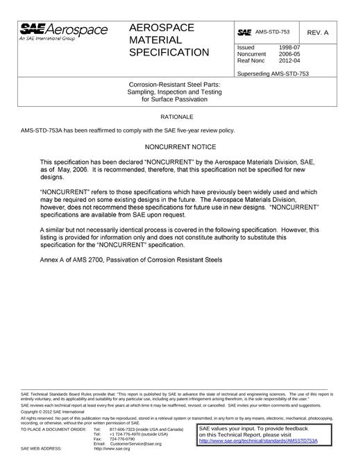 SAE AMSSTD753A PDF - SAE Standards Download