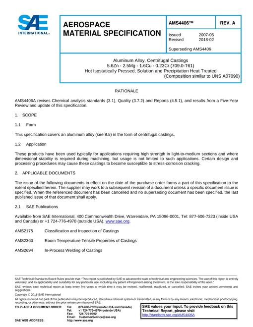 SAE AMS4406A PDF - SAE Standards Download