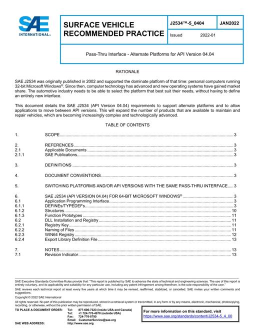 SAE J2534-5_4_00 PDF - SAE Standards Download